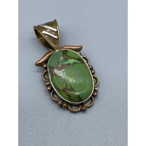 Jewelry | Vintage Sterling Silver 925 Bronze Chrysoprase Pendant ...